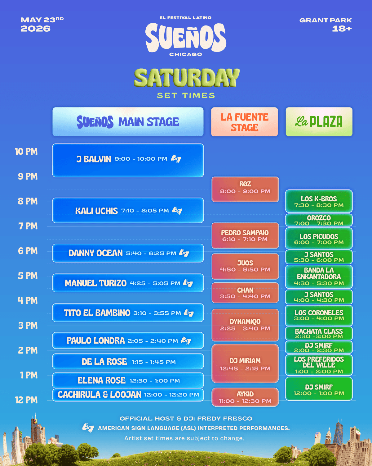 Official Set Times | Sueños Music Festival | 2026