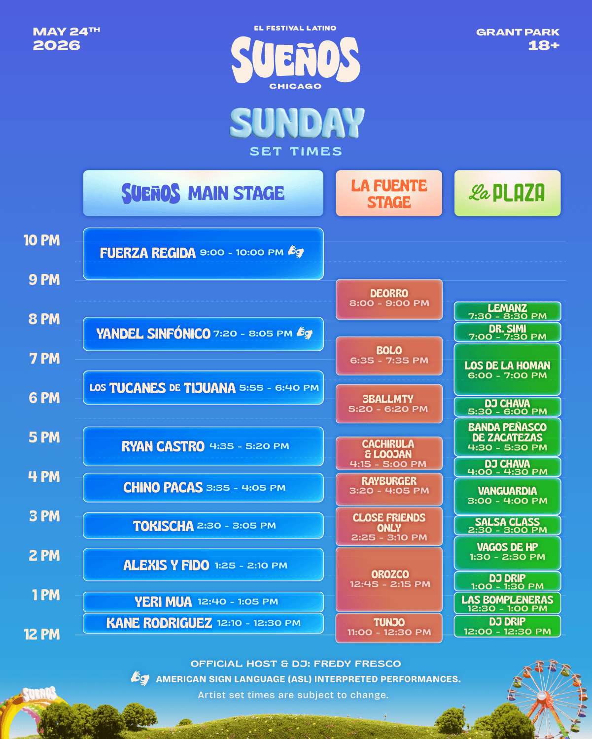 Official Set Times | Sueños Music Festival | 2026